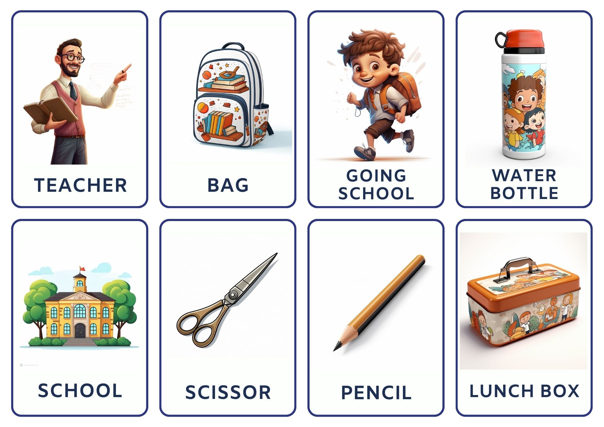 Flashcard Bundle of Back to School Includes Colors Name, Kids School ...