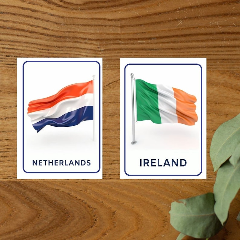 32 Flags Flashcards, Image Cards for Kids, Preschool, Nomenclature ...