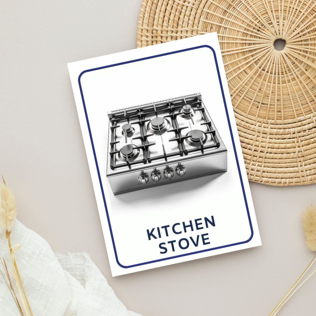 In the Kitchen Flash Cards, 32 Editable Montessori Cards With Real ...