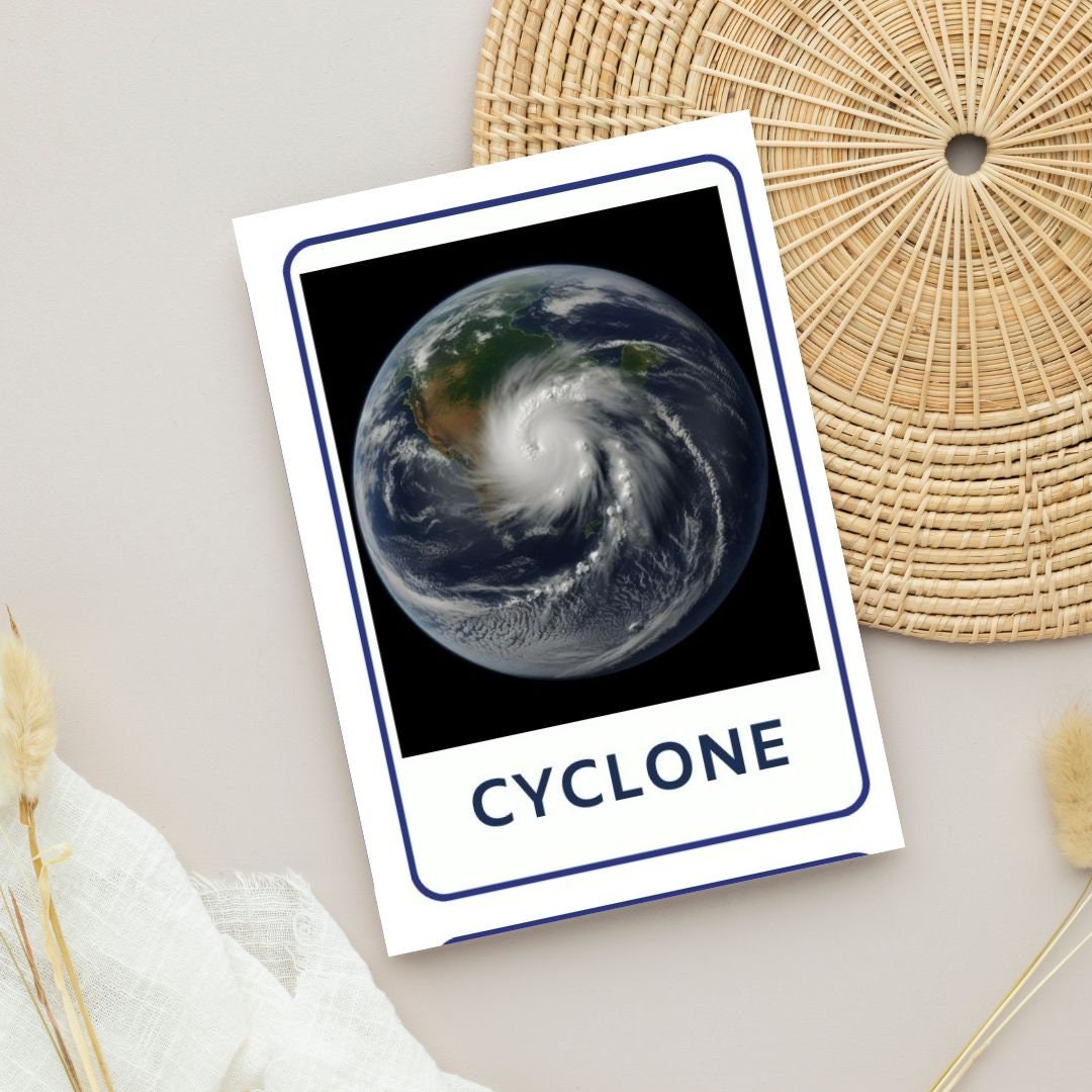 Weather Flash Cards, 32 Montessori Cards for Preschool, Nomenclature ...