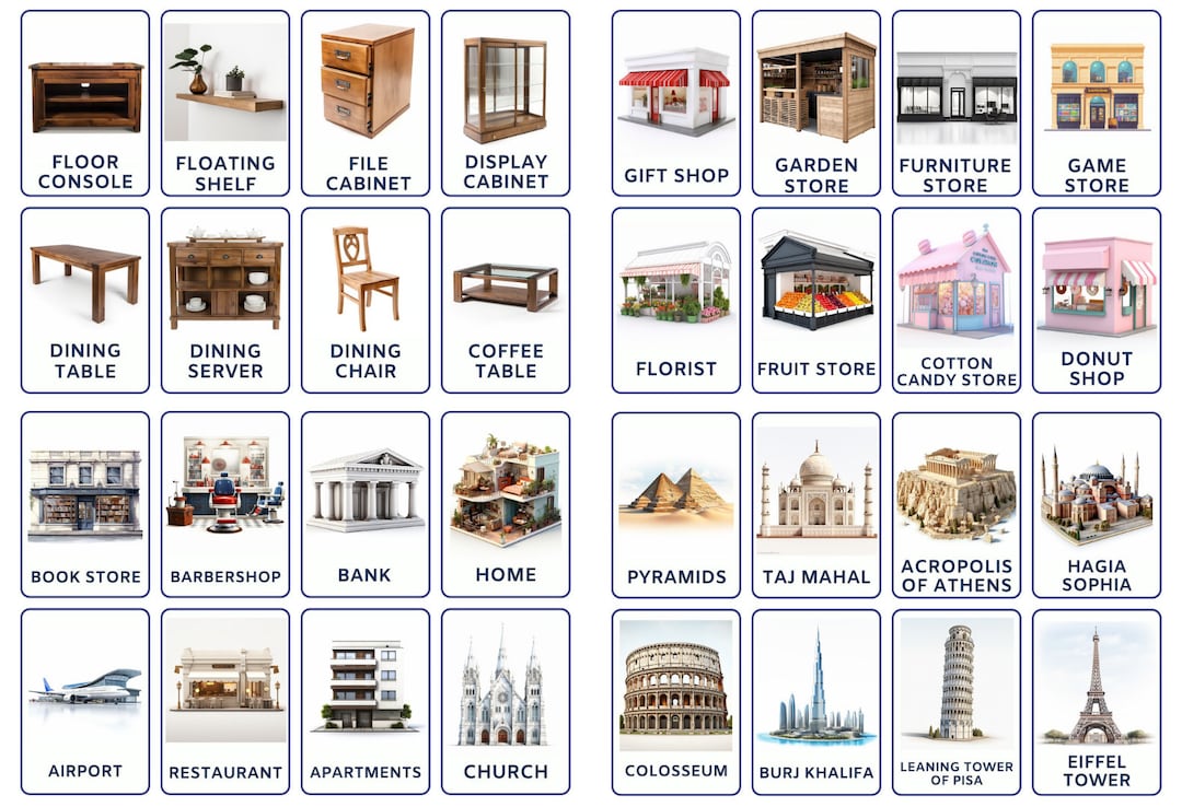 Explore City Life With Urban Essentials Flashcard Bundle, Furniture ...