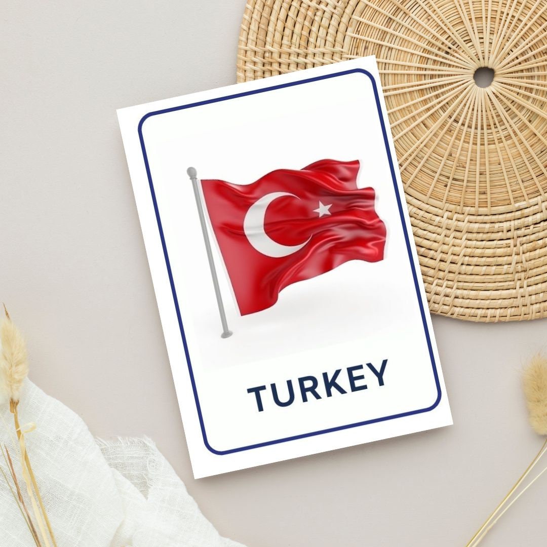 32 Flags Flashcards, Image Cards for Kids, Preschool, Nomenclature ...