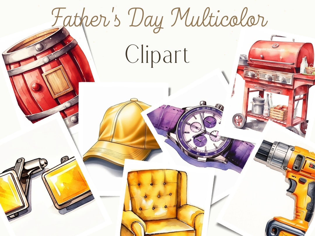 Multiple Color Father's Day Clipart, , Watercolor Clipart, Digital ...