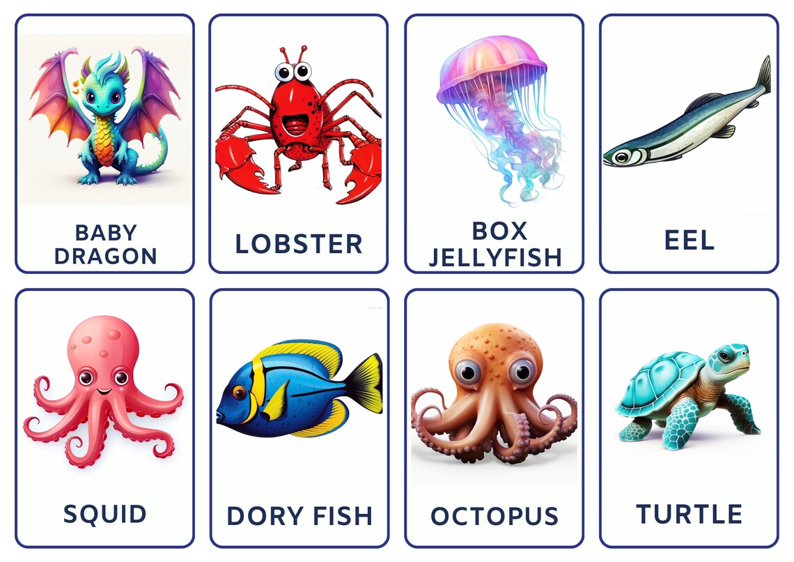 Flashcard Bundle of Animals and Creatures Bundle Includes Kids ...