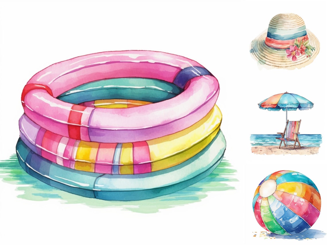 Summer Party Clipart, Pool Party Clipart, Beach Party Clipart, Summer ...