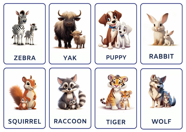 Flashcard Bundle of Animals and Creatures Bundle Includes Kids ...