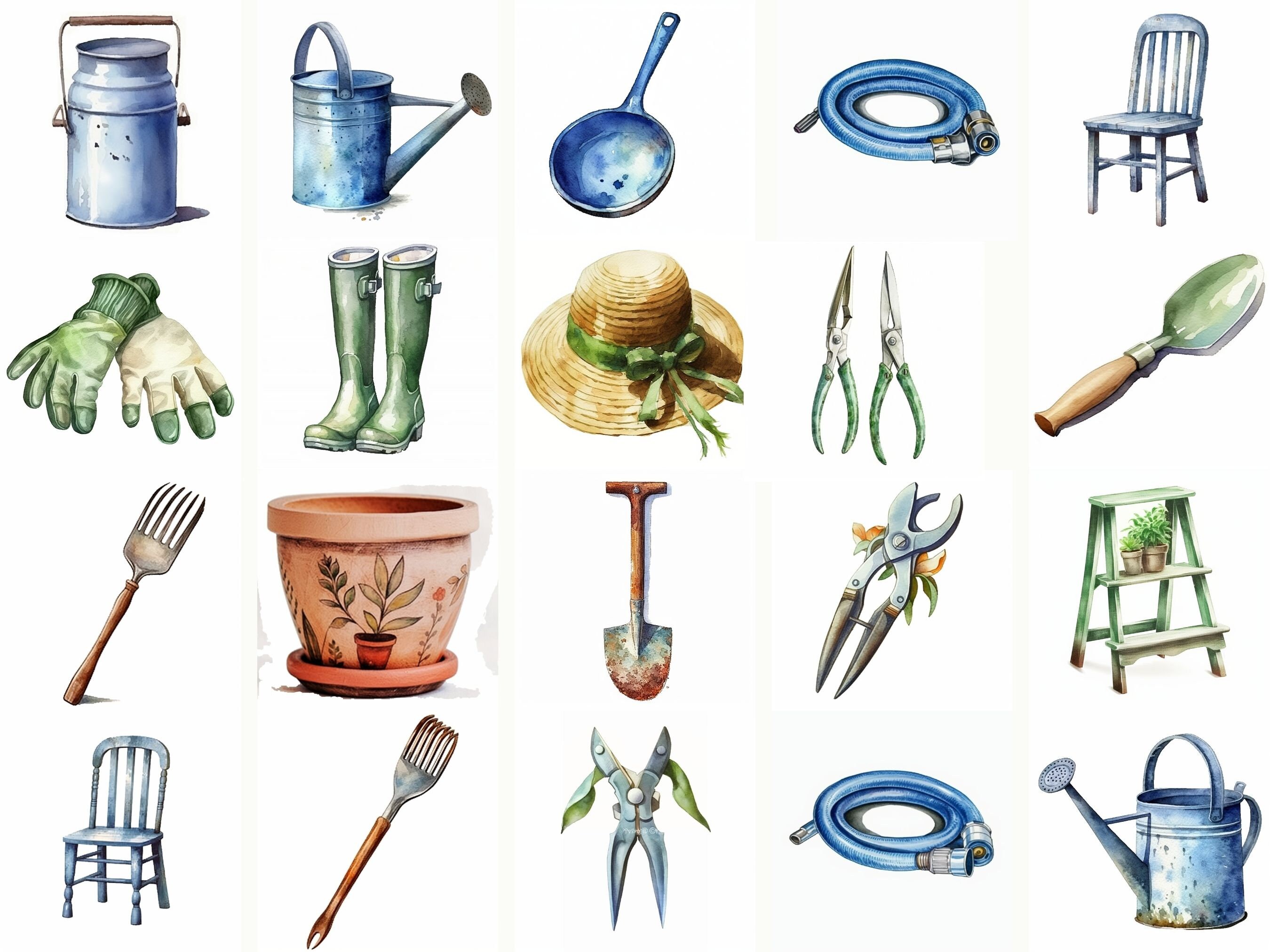 Watercolor Garden Tools Clipart, Spring Png, Gardening, Watercolor ...
