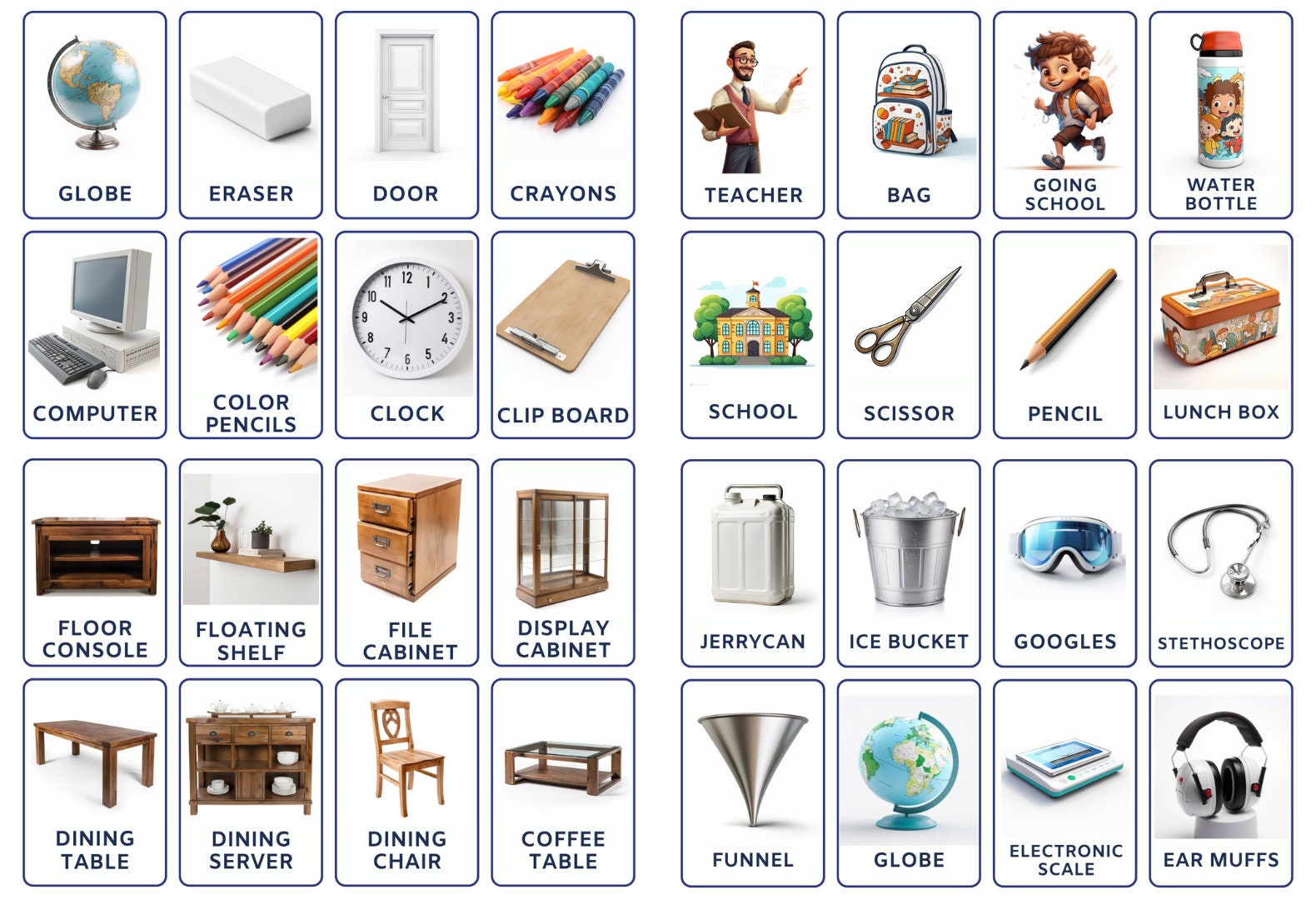 Flashcard Bundle of Educational Environments Bundle Includes Furniture ...