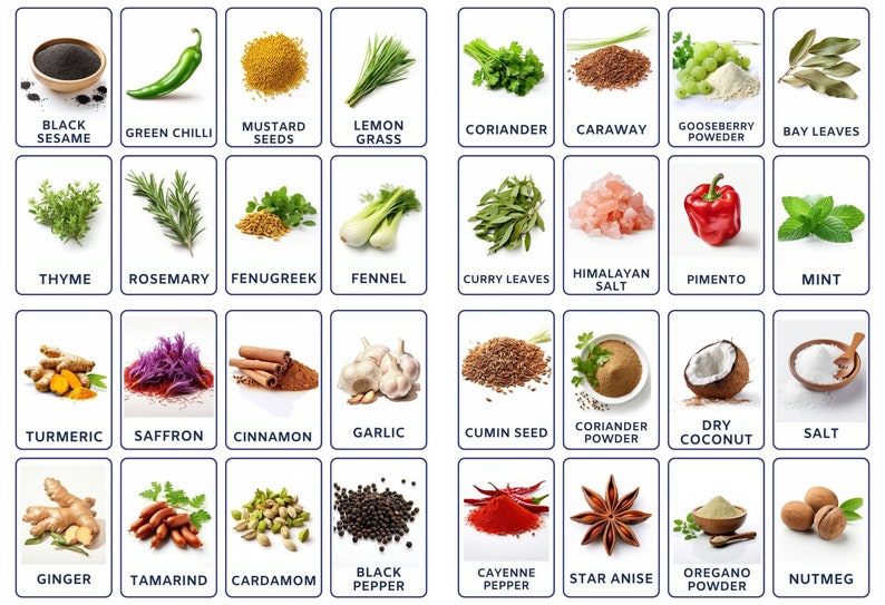 Spice up Learning, 32 Printable Flashcards of Spices for Kids ...
