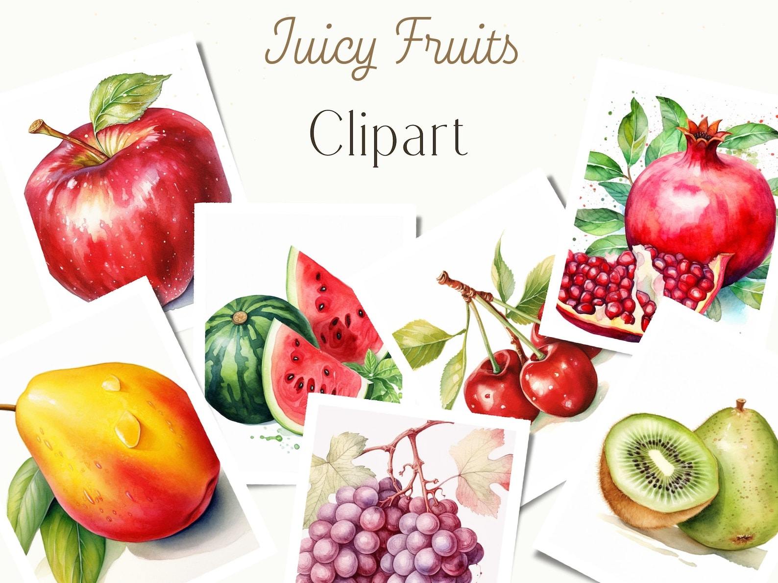 Watercolor Fruits Clipart, Watercolor Fruits PNG, Commercial Use ...