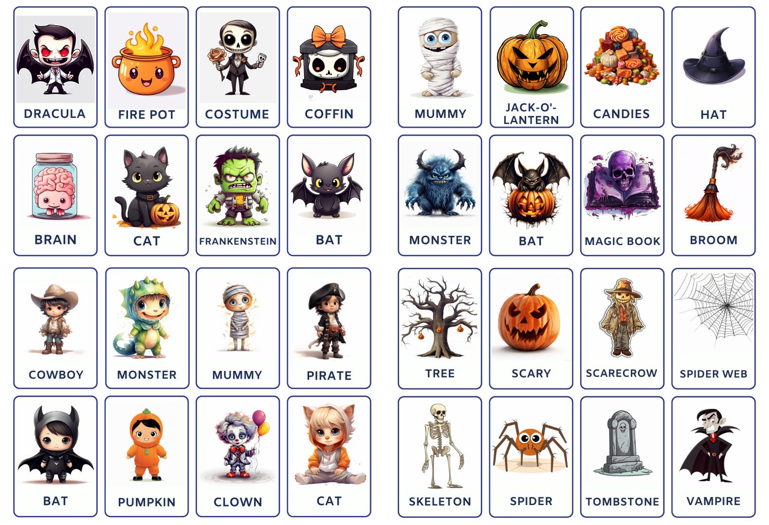 Flashcard Bundle of Cute Halloween Fun Bundle Includes Halloween ...