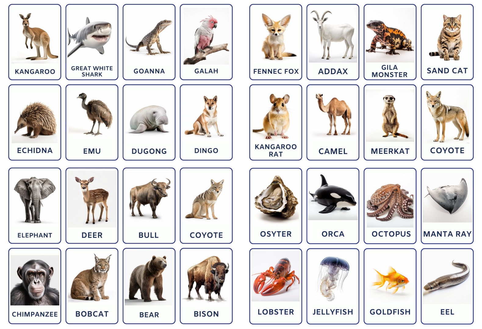 Flashcard Bundle of Animal Safari Bundle Includes Ocean Animals, Forest ...