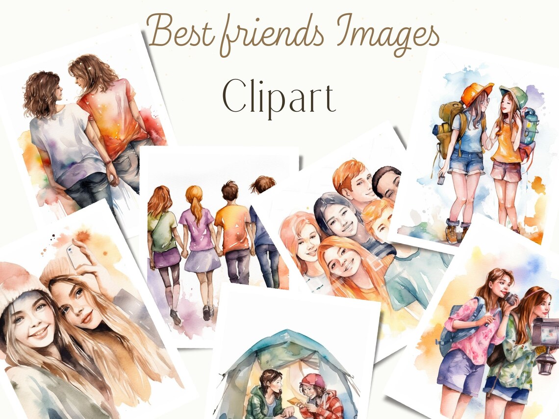 Watercolor Friendship Clipart, Friends Clipart, Best Friends Clipart ...
