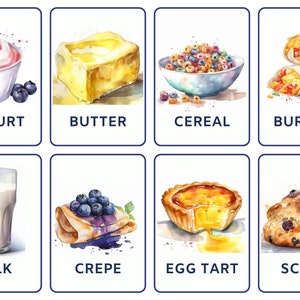 Health and Nutrition Flashcard Bundle, Including Fruits, Breakfast ...