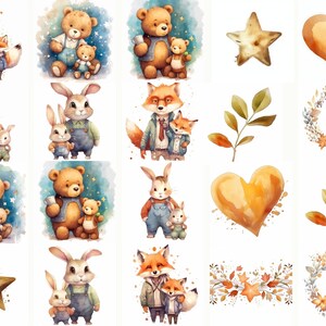 Father Clipart, Father Graphics, Dad Clipart, Dad and Baby, Woodland ...