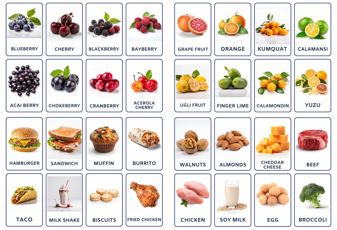 Flashcard Bundle of Food and Nutrition Bundle Includes Citrus Fruits ...