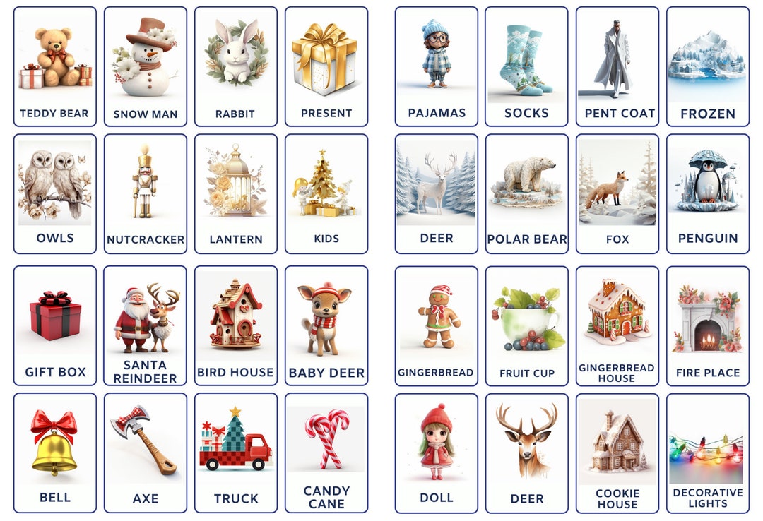 Flashcard Bundle of Christmas Joy Bundle Includes Gold Cottagecore ...