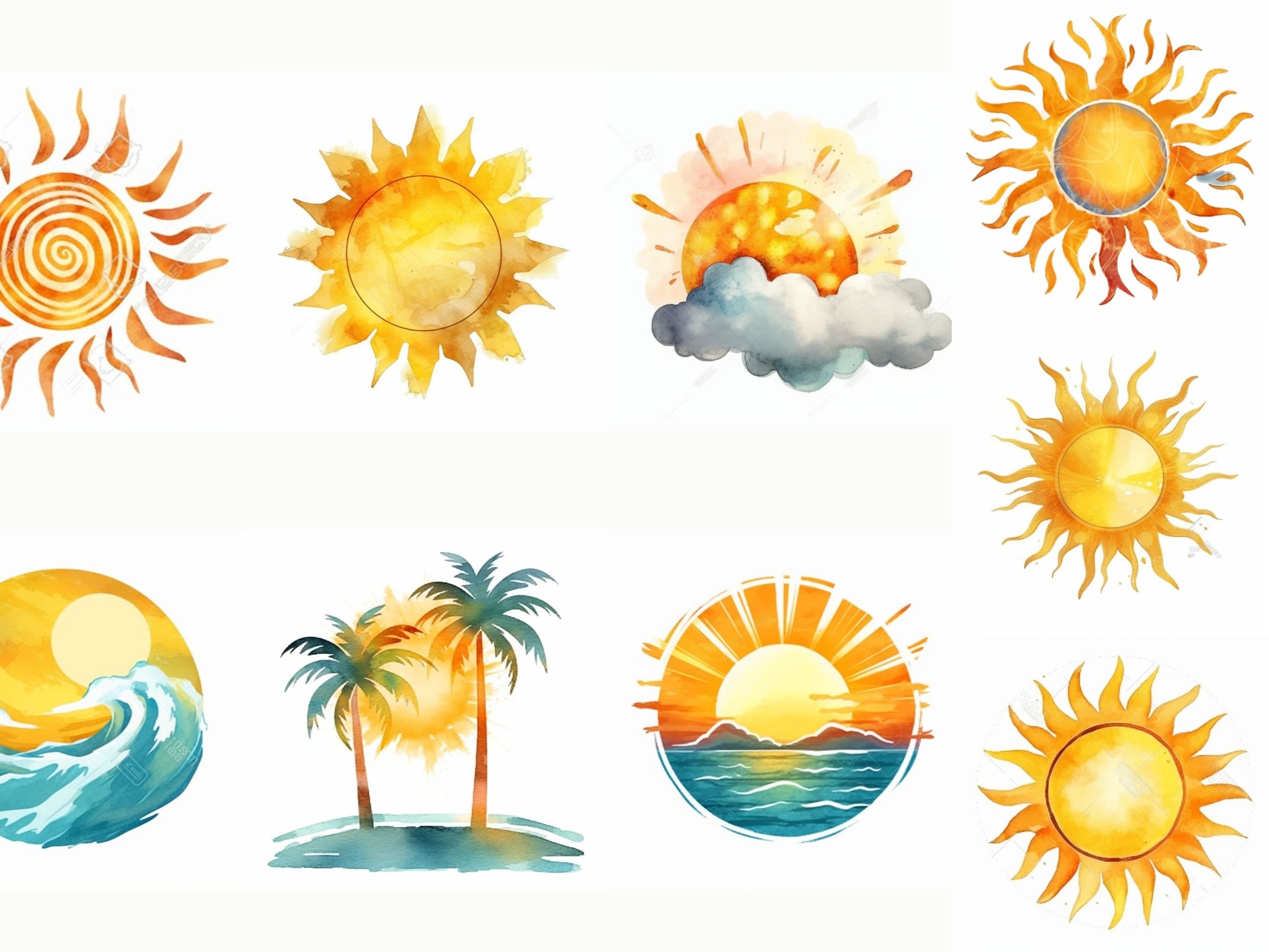 Warm Sun Clipart, Summer Clipart, Warm Sun Png Clipart, Hand Drawn ...