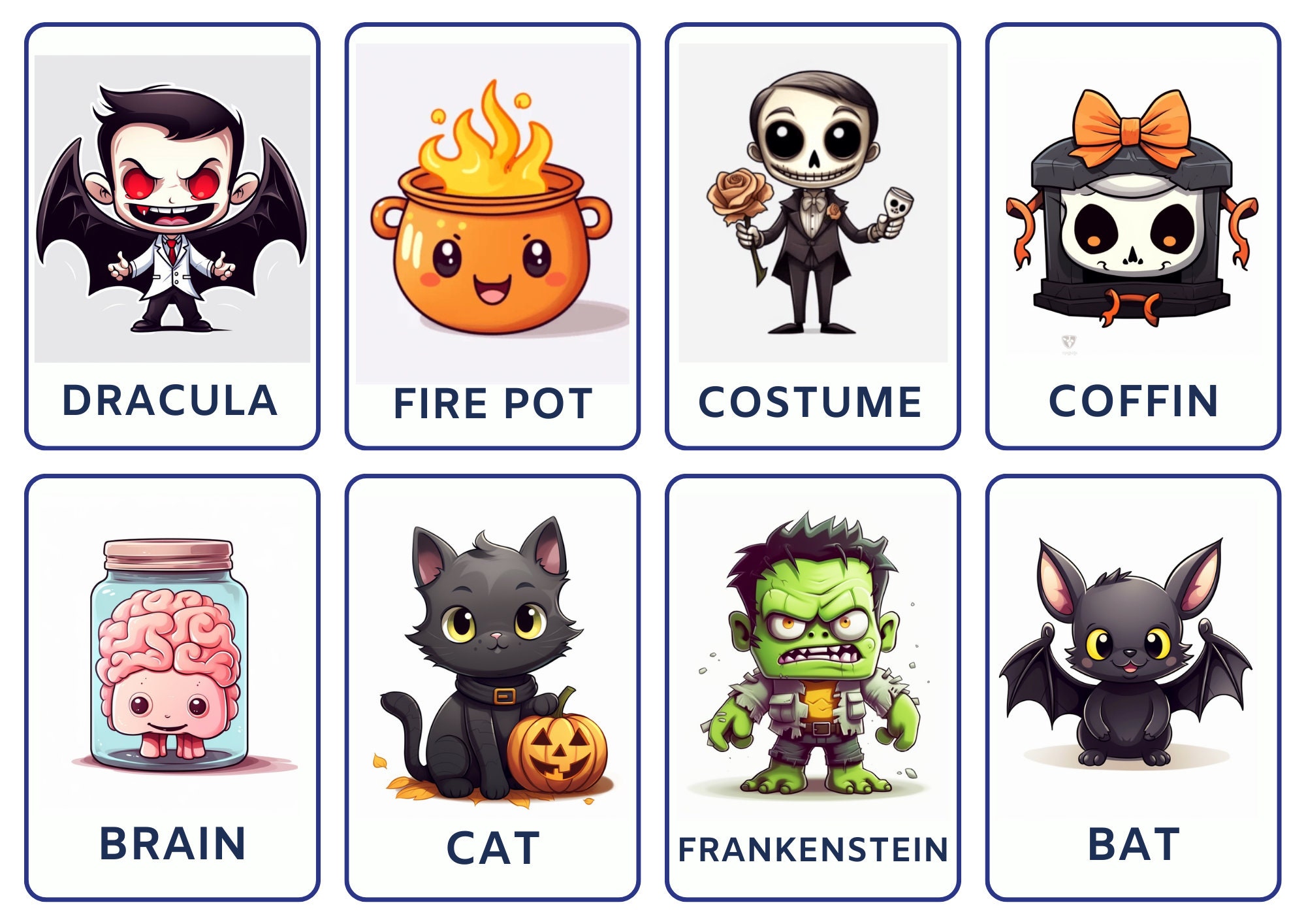 Flashcard Bundle of Cute Halloween Fun Bundle Includes Halloween ...