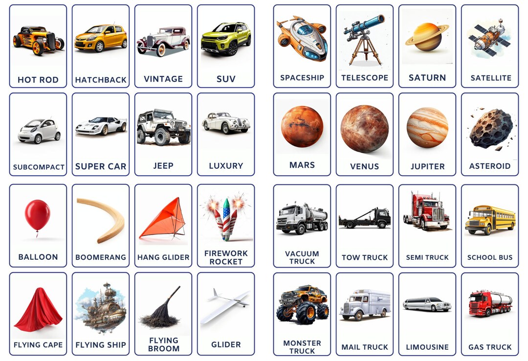 Vehicle Adventures Flashcard Bundle, Including Vehicles Flashcard ...