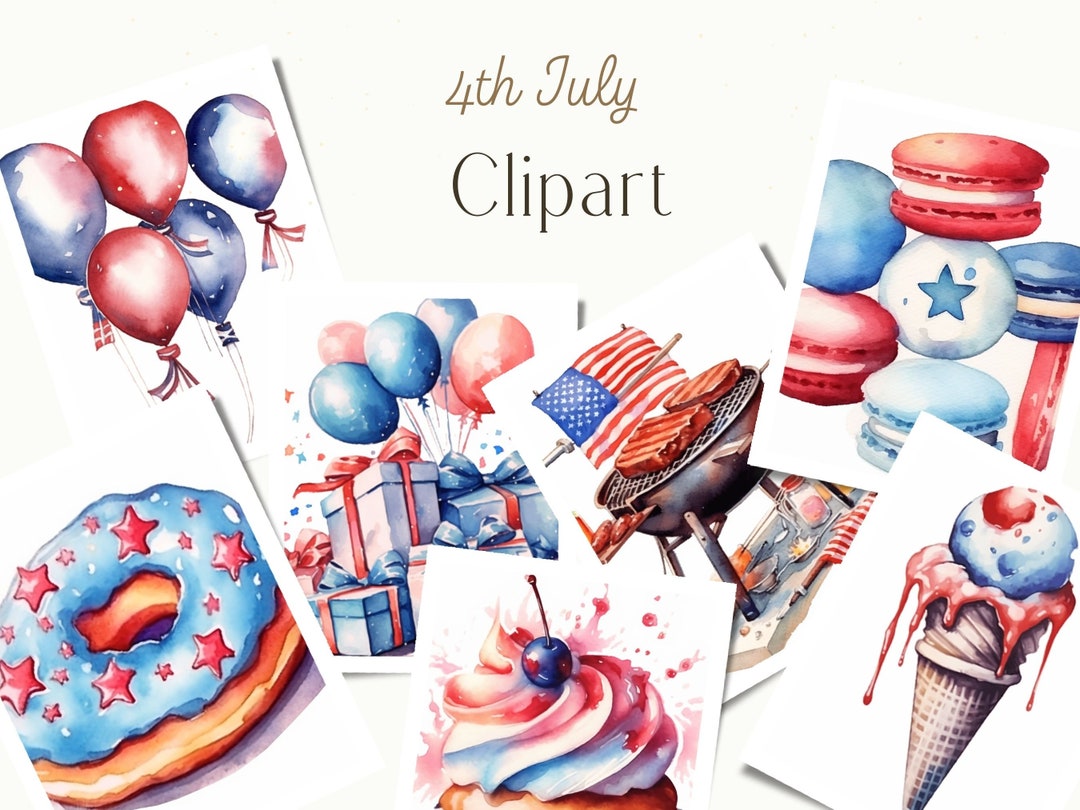 30 PNG Watercolor 4th of July Clipart Bundle, Patriotic Png ...