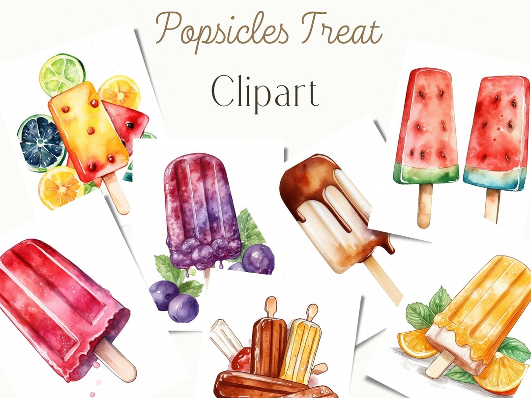 Watercolor Popsicles Clipart, Dessert Download, Instant Download ...