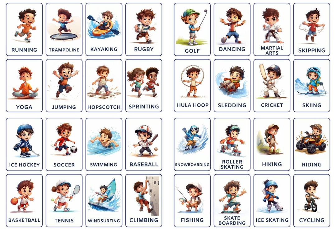 Get Moving and Learning, 32 Physical Activities Flashcards for Kids and ...