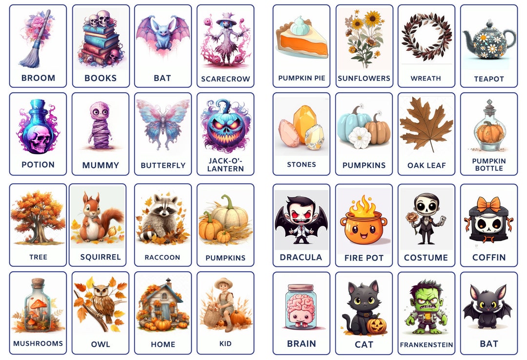 Flashcard Bundle of Cute and Cozy Season Bundle Includes Cozy Fall ...