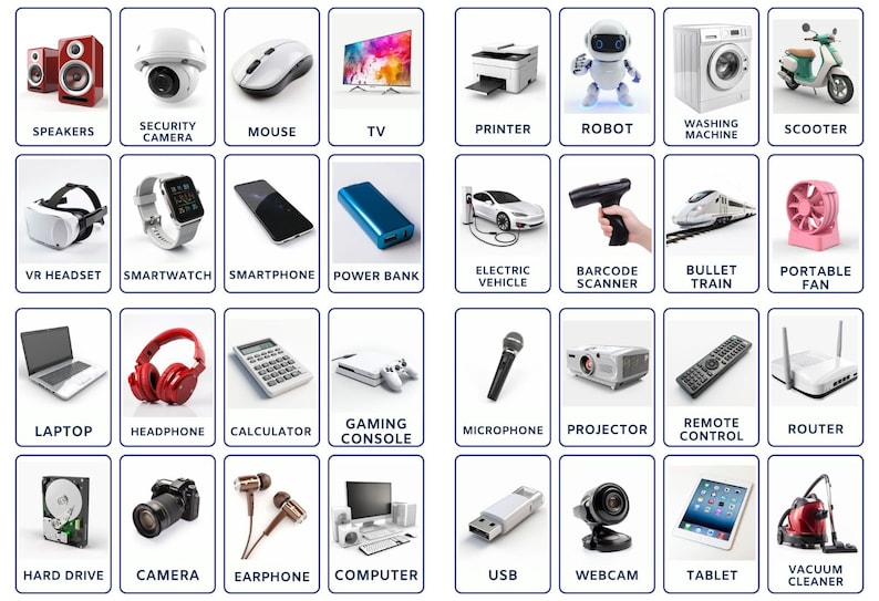 32 Technology Flashcards, Kids Printable, Nomenclature Cards, Toddler ...