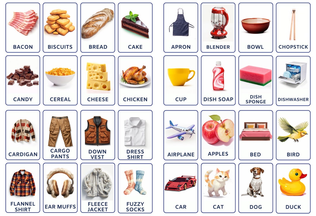 Flashcard Bundle of Everyday Life Bundle Includes Winter Clothes, Food ...