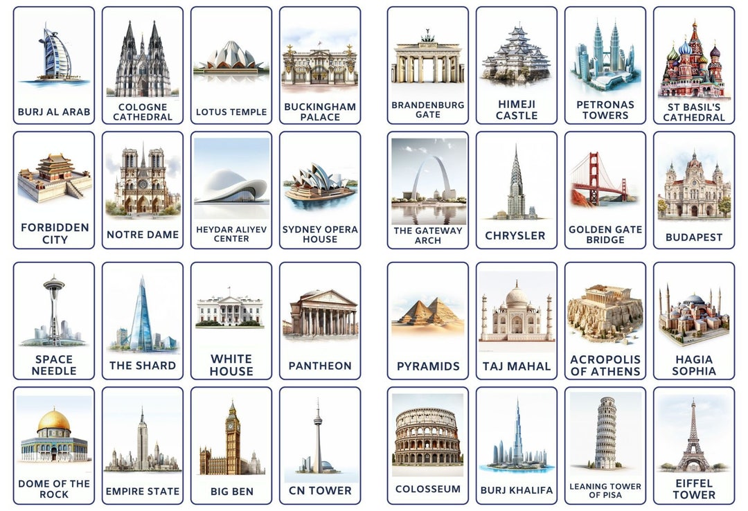 Architectural Wonders Await, 32 Famous Buildings Flashcards for Kids ...