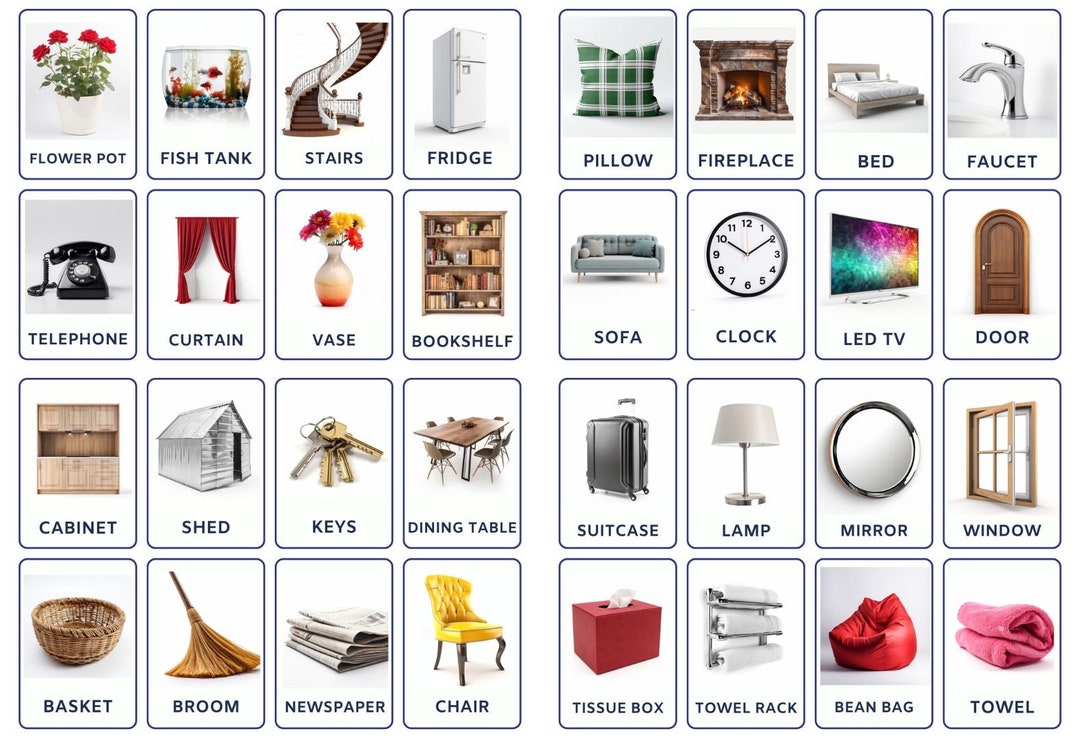 32 Household Items Montessori Flash Cards, Nomenclature Flashcards ...