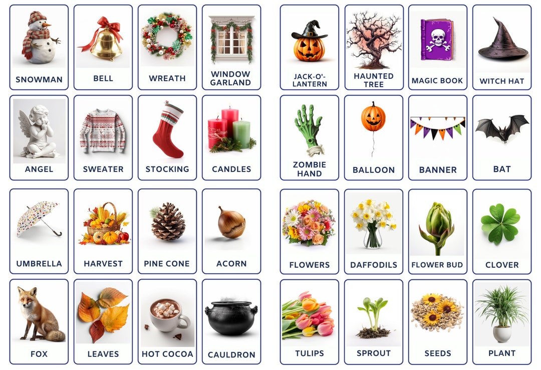 Flashcard Bundle of Seasonal Celebrations Bundle Includes Christmas ...