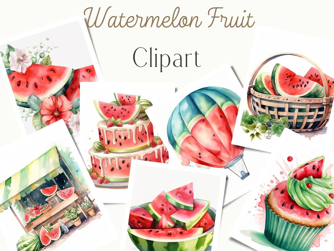 Watercolor Watermelons Clipart, Digital Png Summer Fruit Graphics for ...