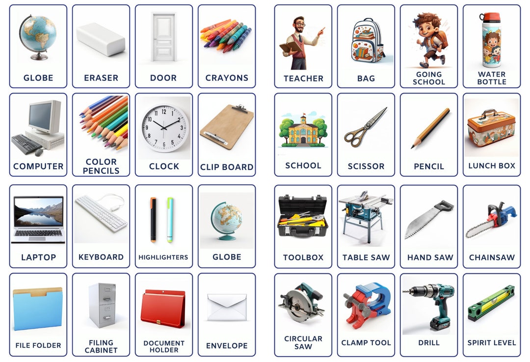 Flashcard Bundle or Educational Bundle Includes Kids School, in the ...