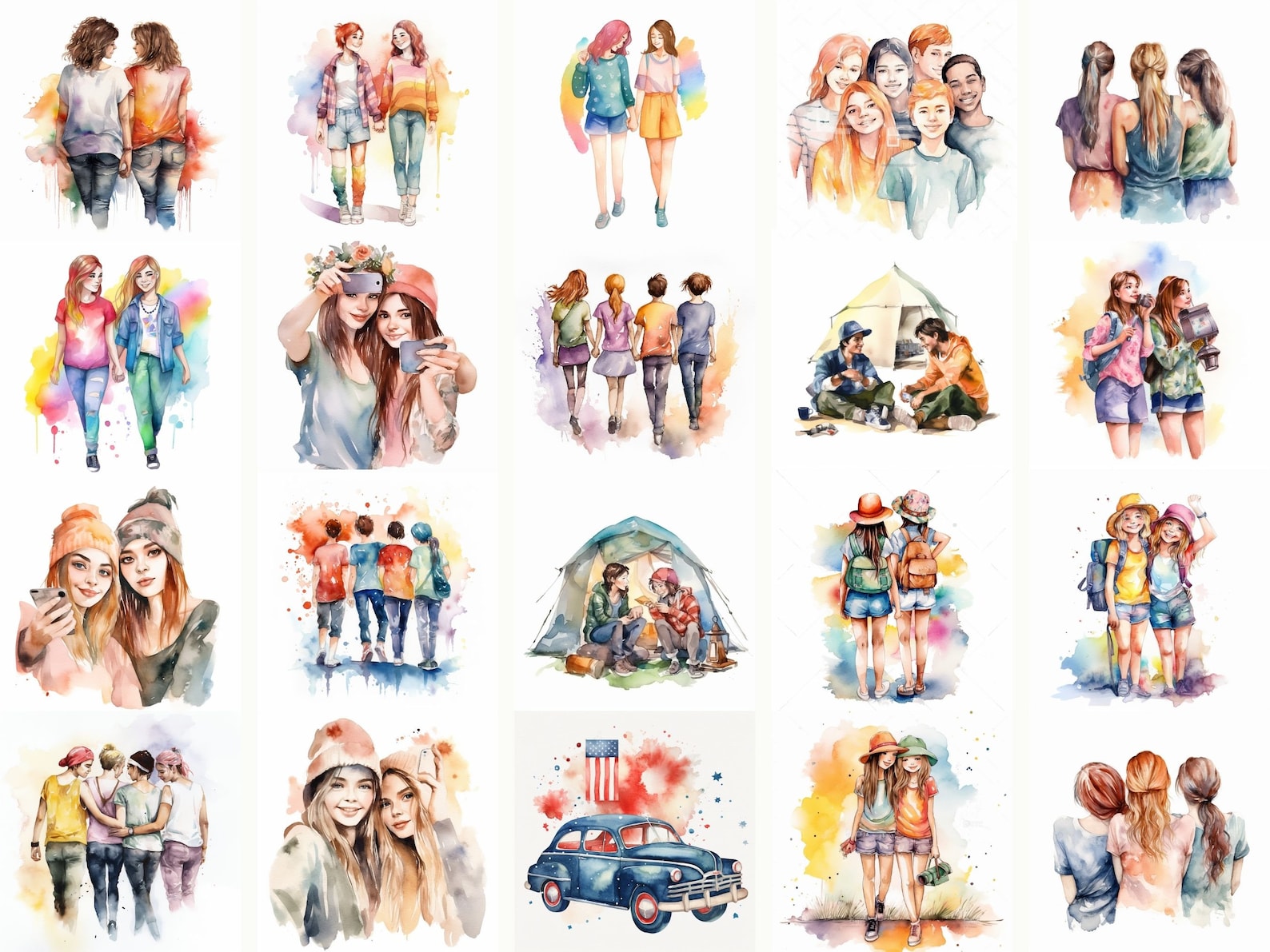 Watercolor Friendship Clipart, Friends Clipart, Best Friends Clipart ...
