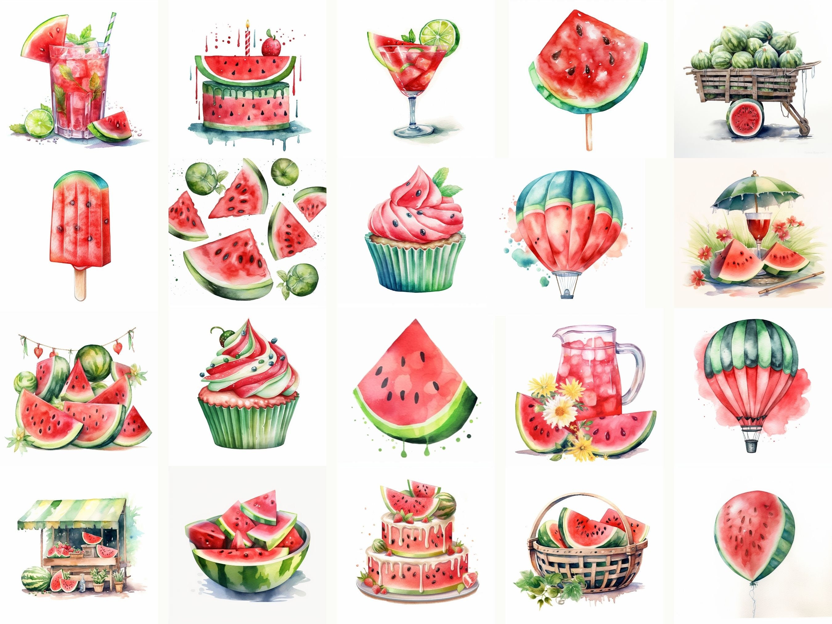 Watercolor Watermelons Clipart, Digital Png Summer Fruit Graphics for ...