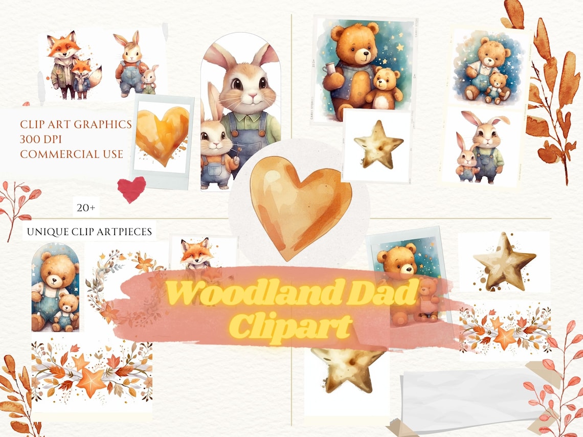 Father Clipart, Father Graphics, Dad Clipart, Dad and Baby, Woodland ...