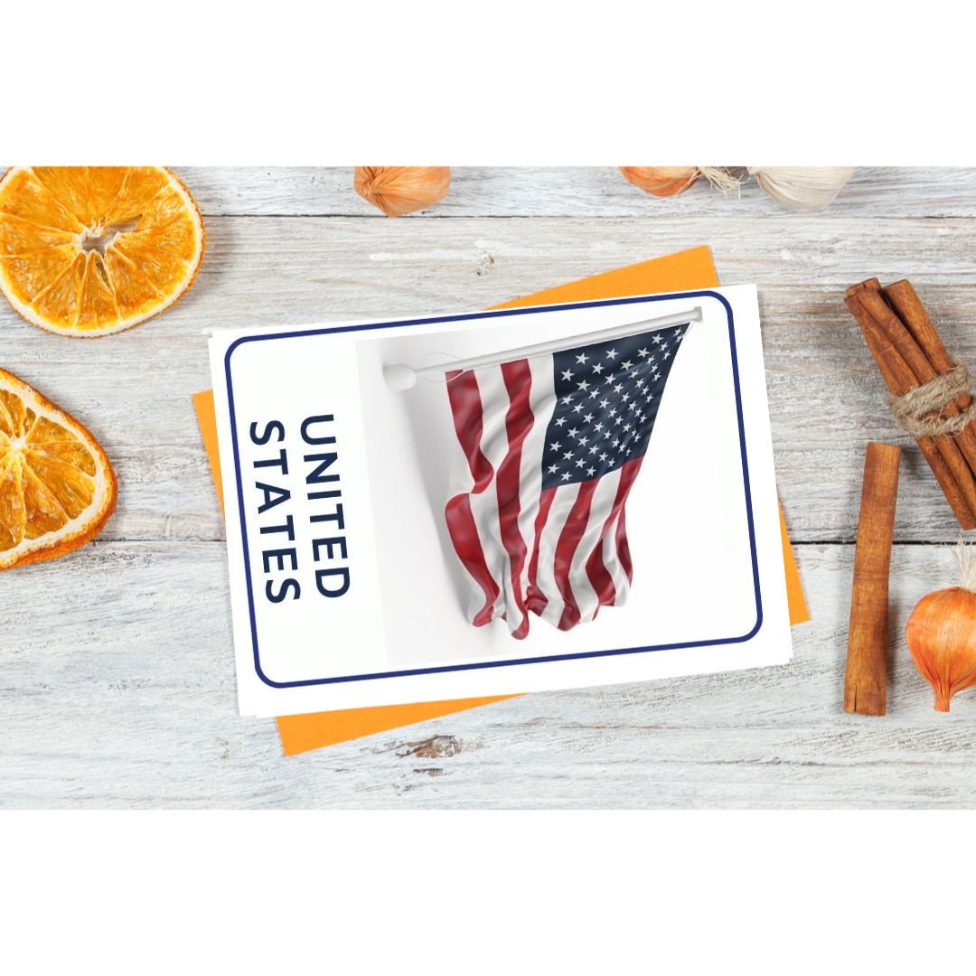 32 Flags Flashcards, Image Cards for Kids, Preschool, Nomenclature ...