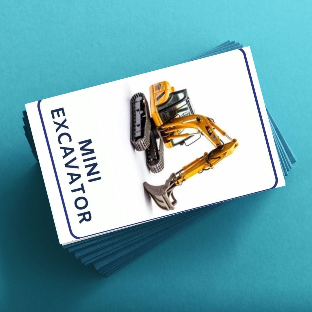 Construction Themed 32 Flash Cards Featuring Real Pictures of Large ...