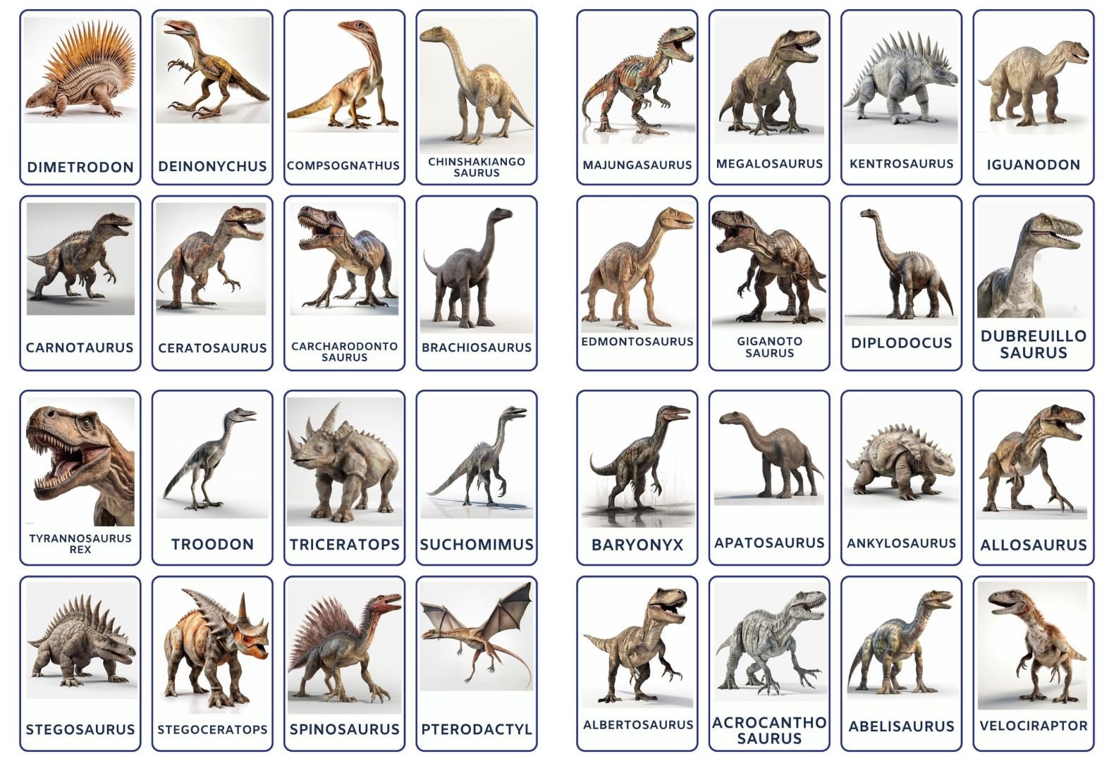 Explore Dinosaurs With 32 Montessori Flash Cards, Real Pictures ...