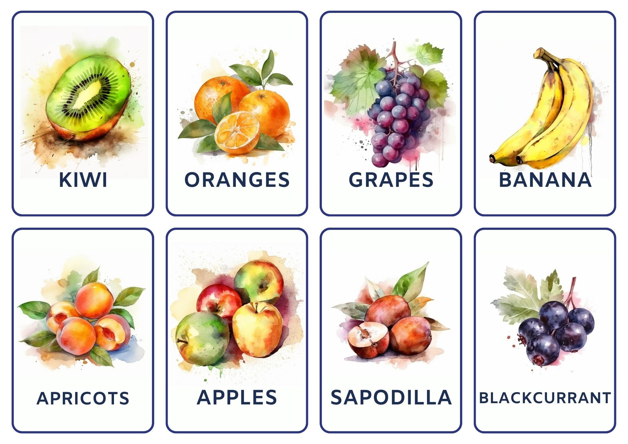 Flashcard Bundle of Culinary Delights Including Fast Food, Fruits ...