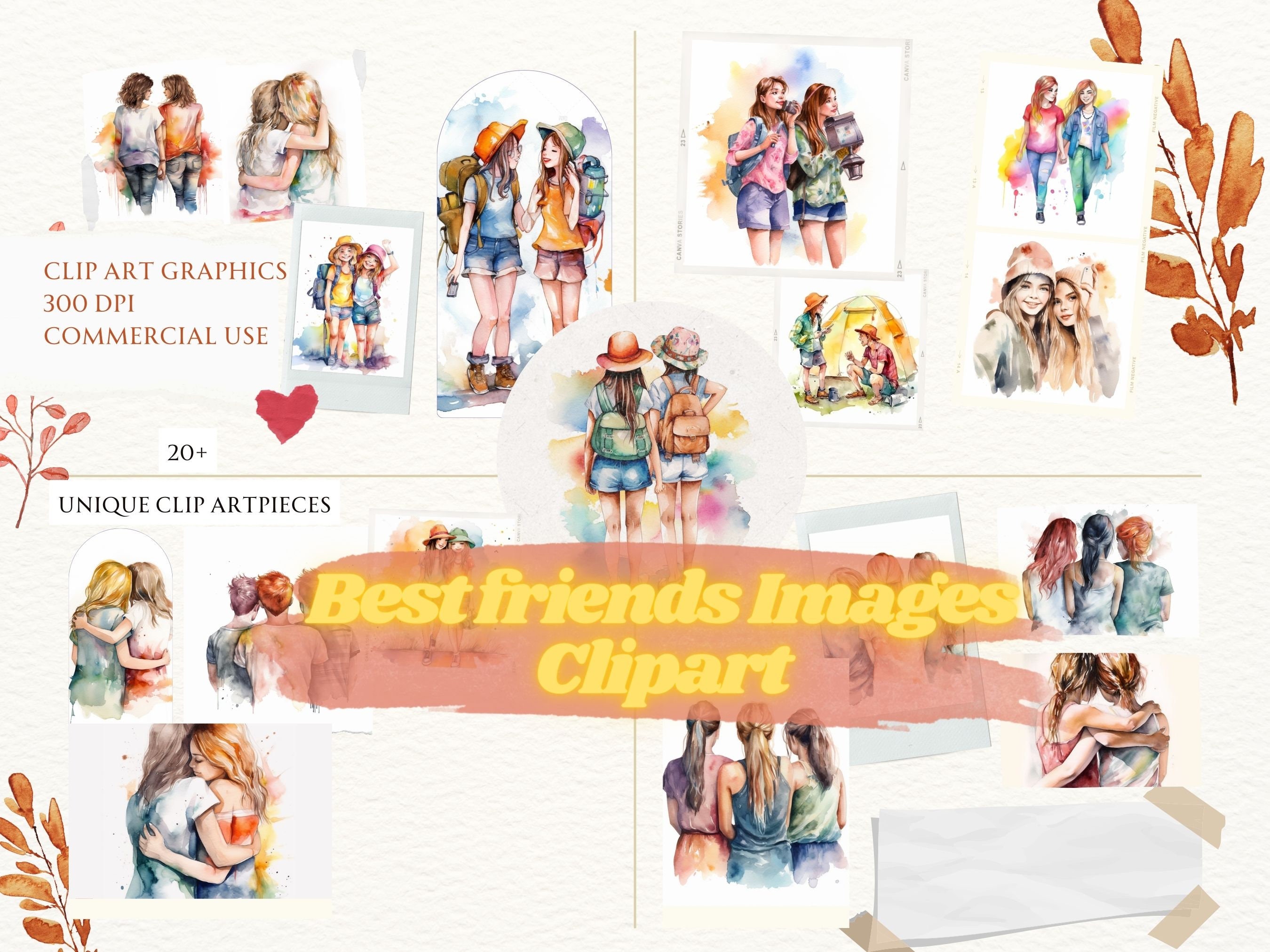 Watercolor Friendship Clipart, Friends Clipart, Best Friends Clipart ...