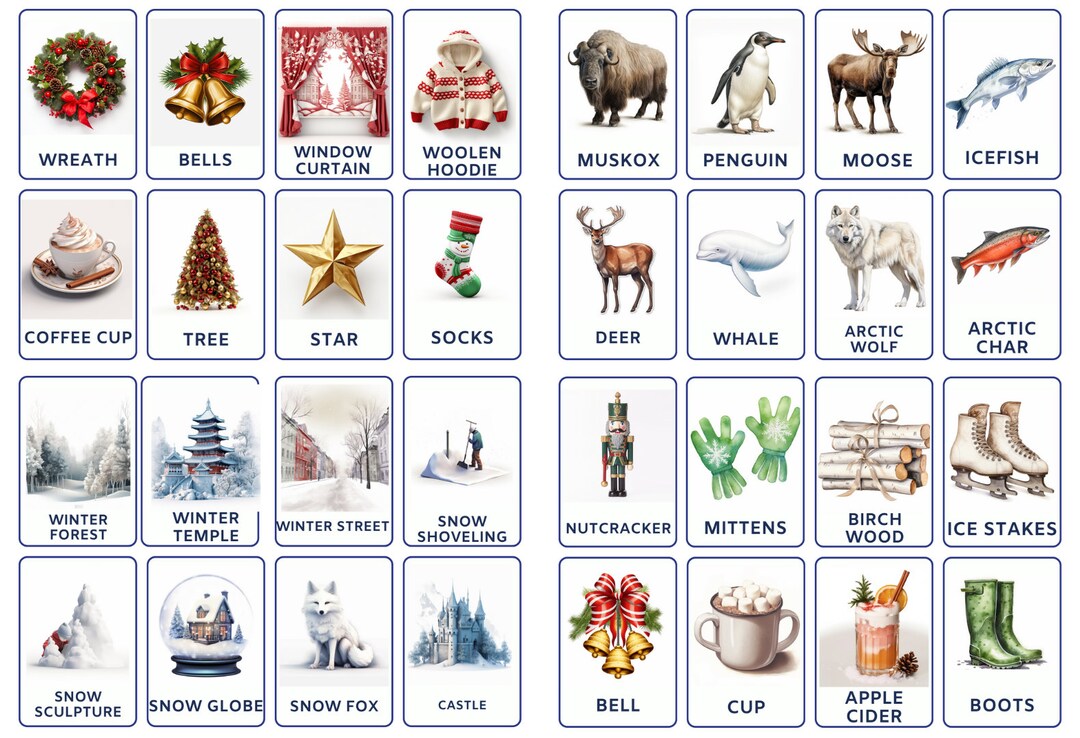 Flashcard Bundle of Winter Wonderland Bundle Including Winter Animals ...