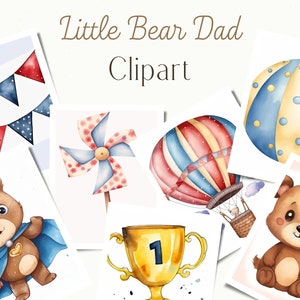 Father's Day PNG Watercolor Clipart, Super Daddy, Dad Bear Clipart ...