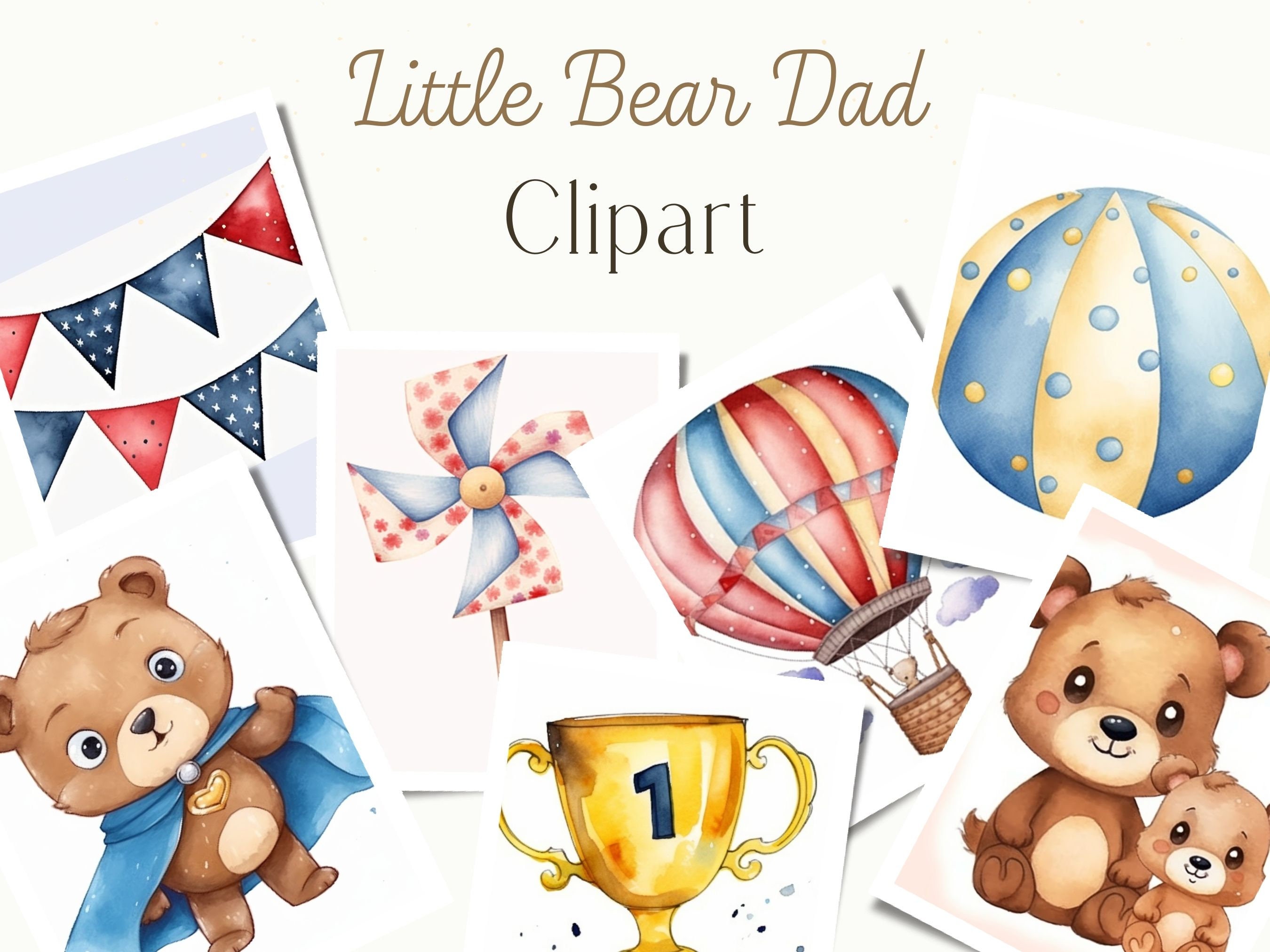 Father's Day PNG Watercolor Clipart, Super Daddy, Dad Bear Clipart ...