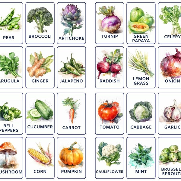 Vegetable Cards - Etsy