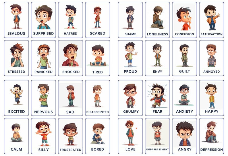 Experience Different Emotions With 32 Montessori Flash Cards ...
