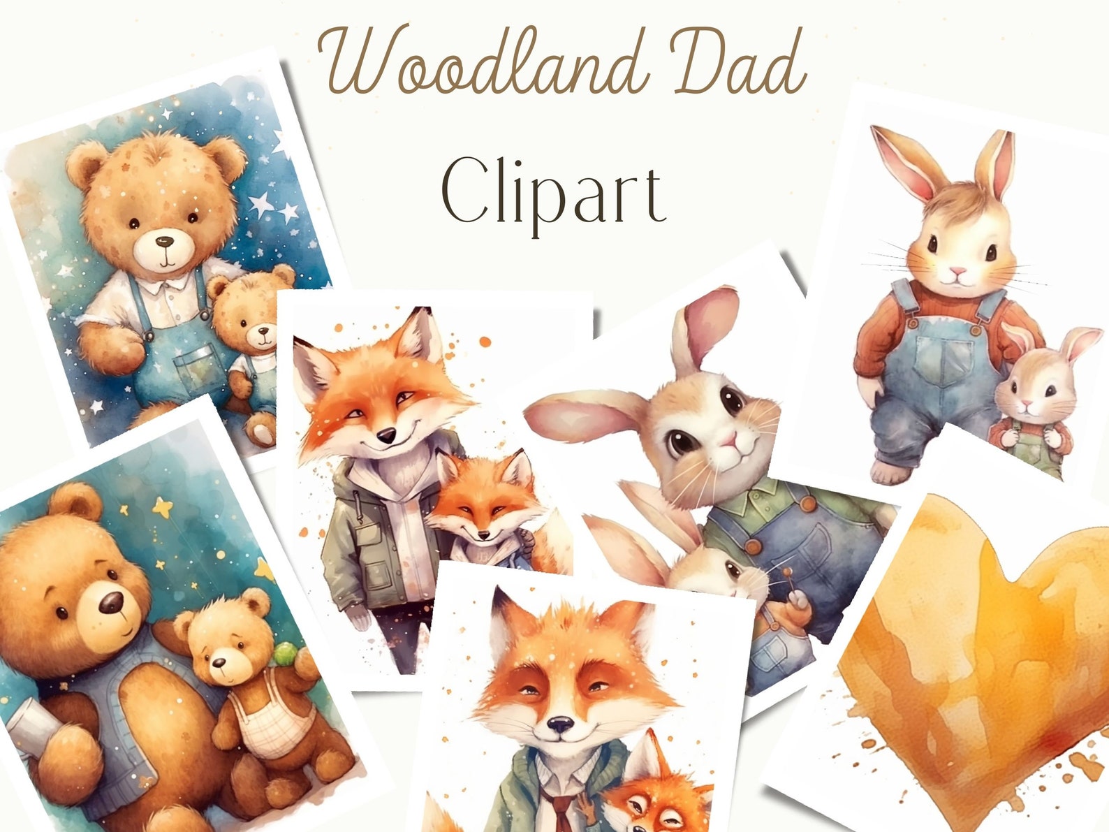 Father Clipart, Father Graphics, Dad Clipart, Dad and Baby, Woodland ...