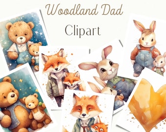 Father Clipart, Father Graphics, Dad Clipart, Dad and Baby, Woodland ...